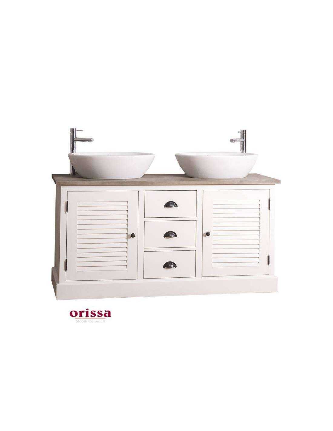 Mobile sottolavabo legno in stile country per doppio lavabo MS665 - Orissa