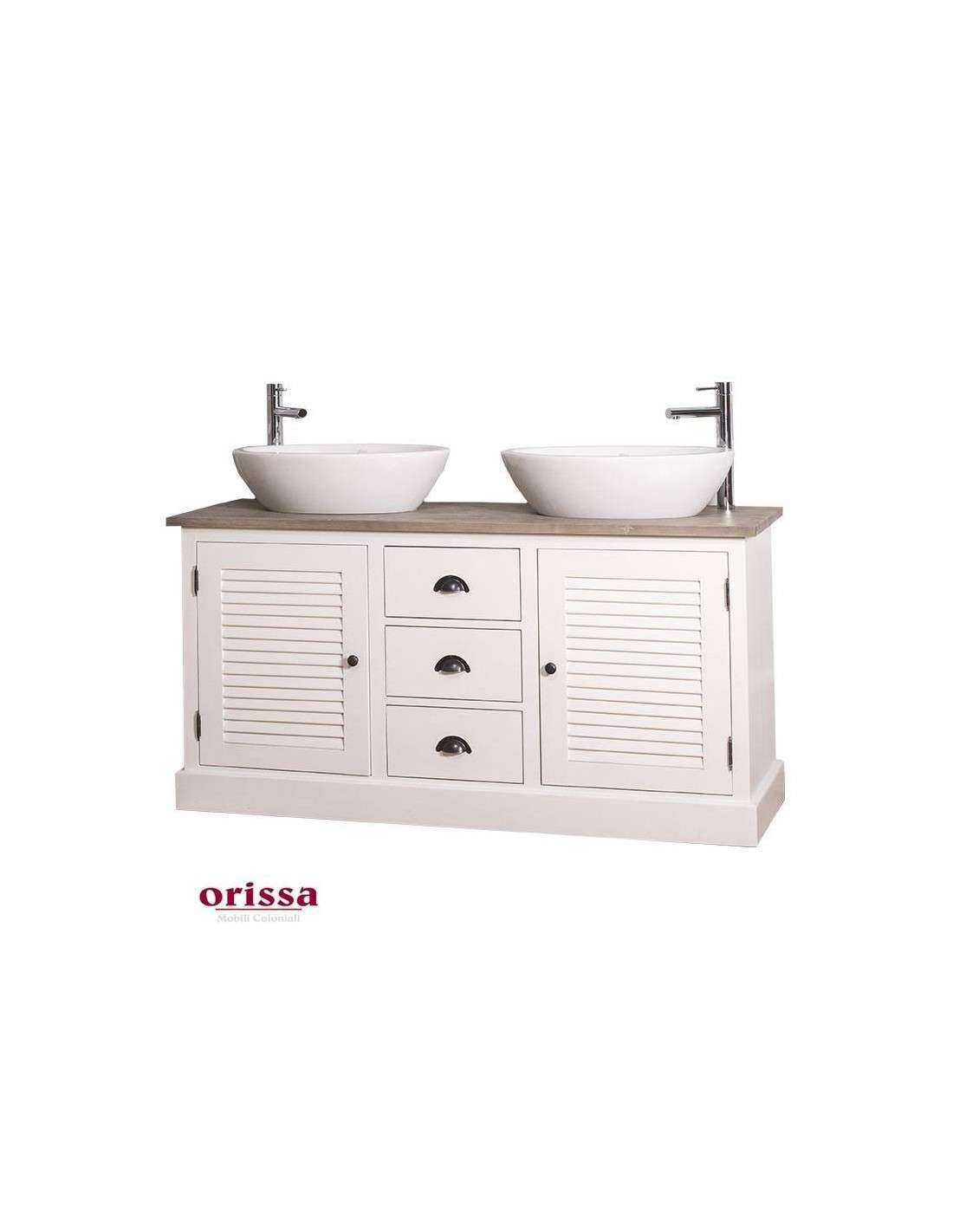 Mobile sottolavabo legno in stile country per doppio lavabo MS665 - Orissa